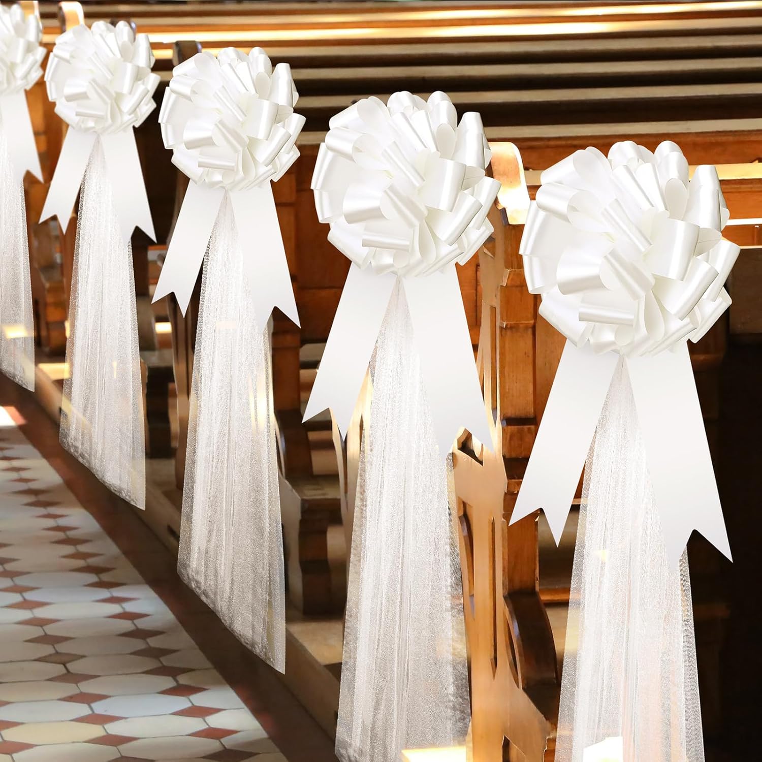 Amazon.com: Dingion 30 Set Large Wedding Pew Bows Wedding Aisle ...