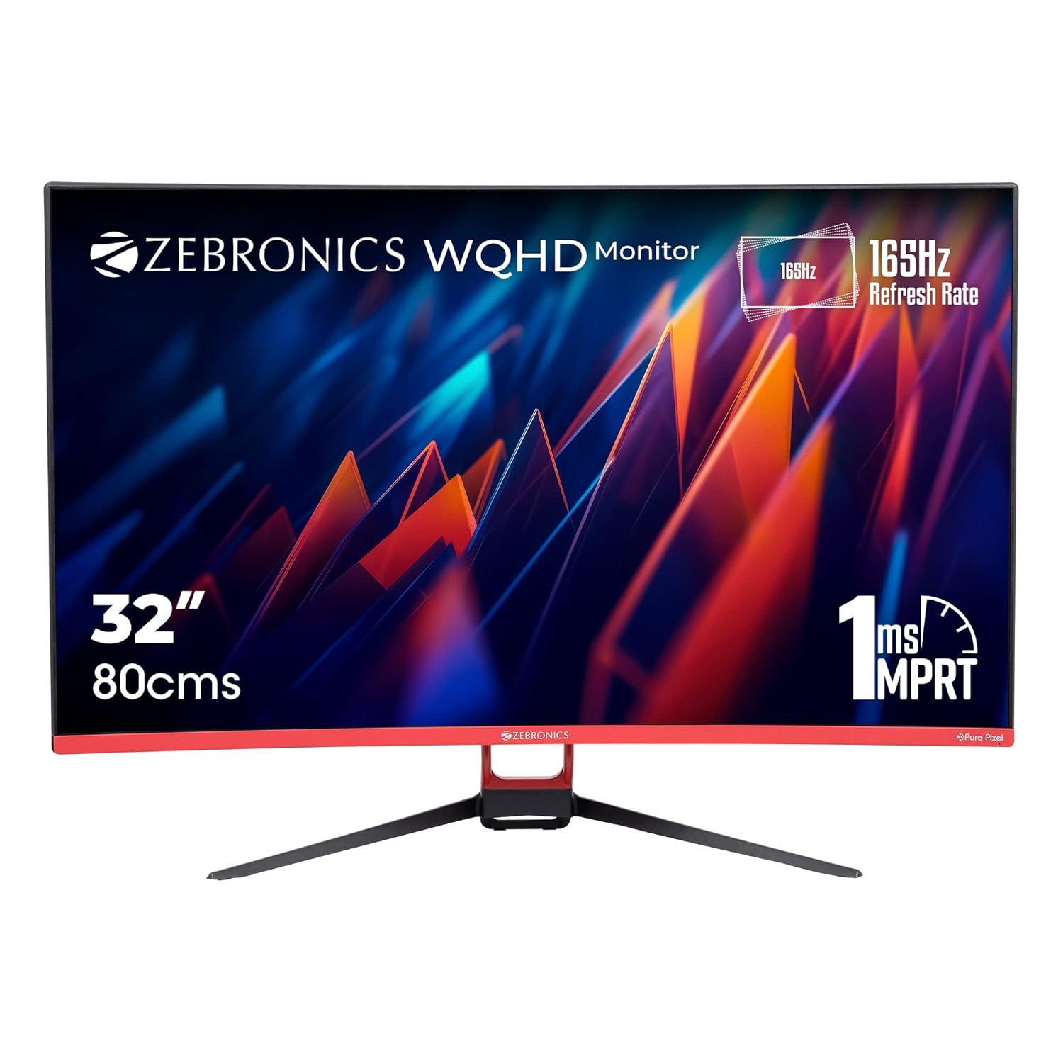 ZEBRONICS 32 inch WQHD 2K Curved 165Hz Gaming Monitor, HDR10, 1ms MPRT ...