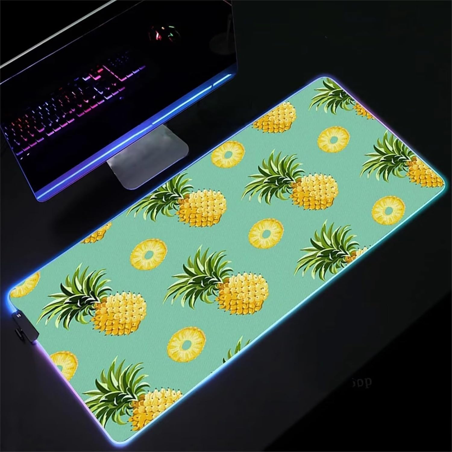 RGB Gaming Mouse Pad with Non-Slip Rubber Base Large Luminous LED Mouse ...