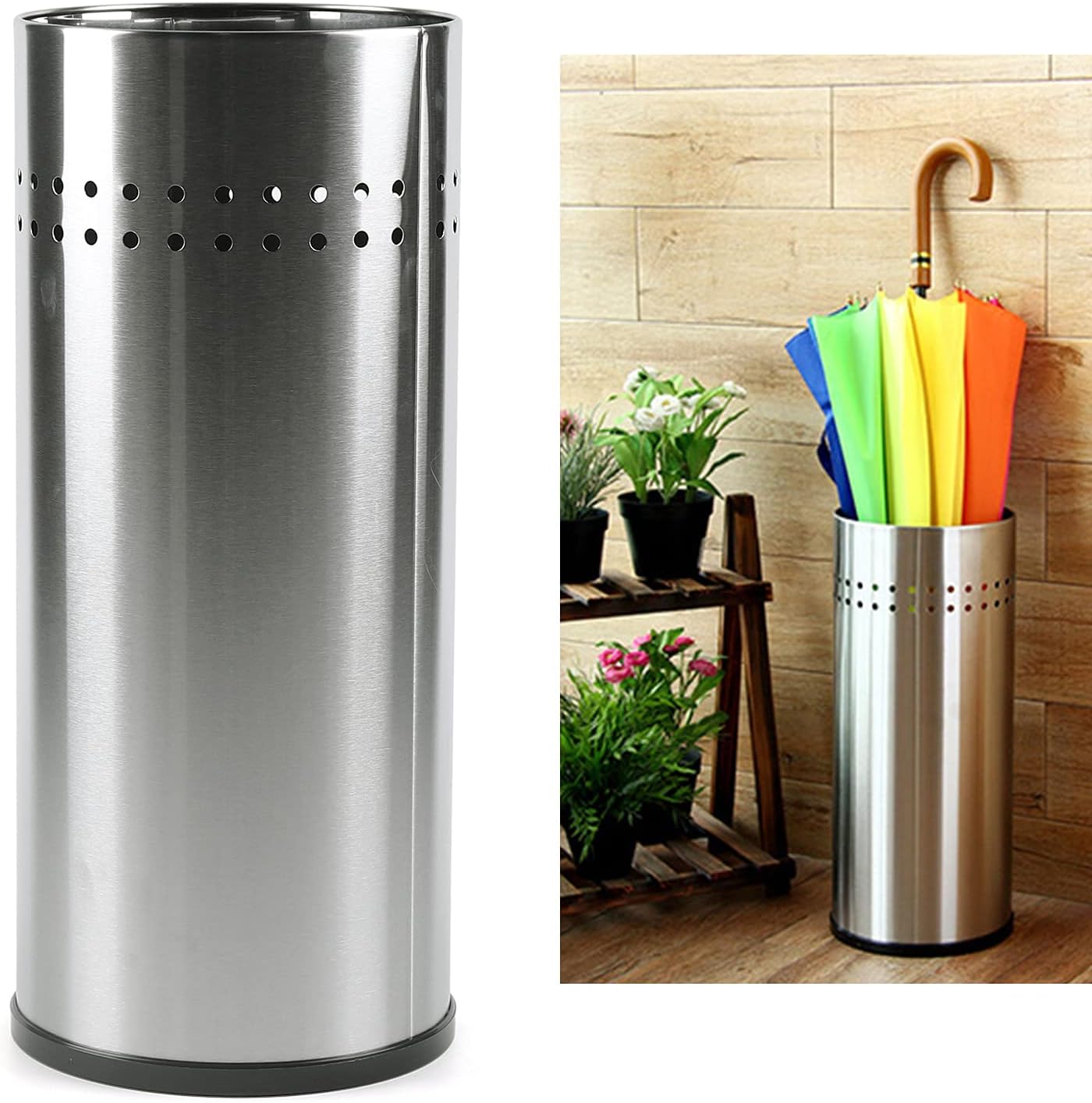 Amazon.com: Stainless Steel Umbrella Stand Rack, Freestanding Round ...