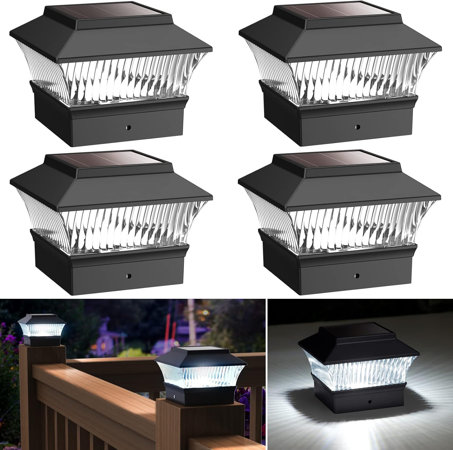 MXwcy Solar Post Lights Outdoor LED Deck Fence Patio Cap Lights Garden ...