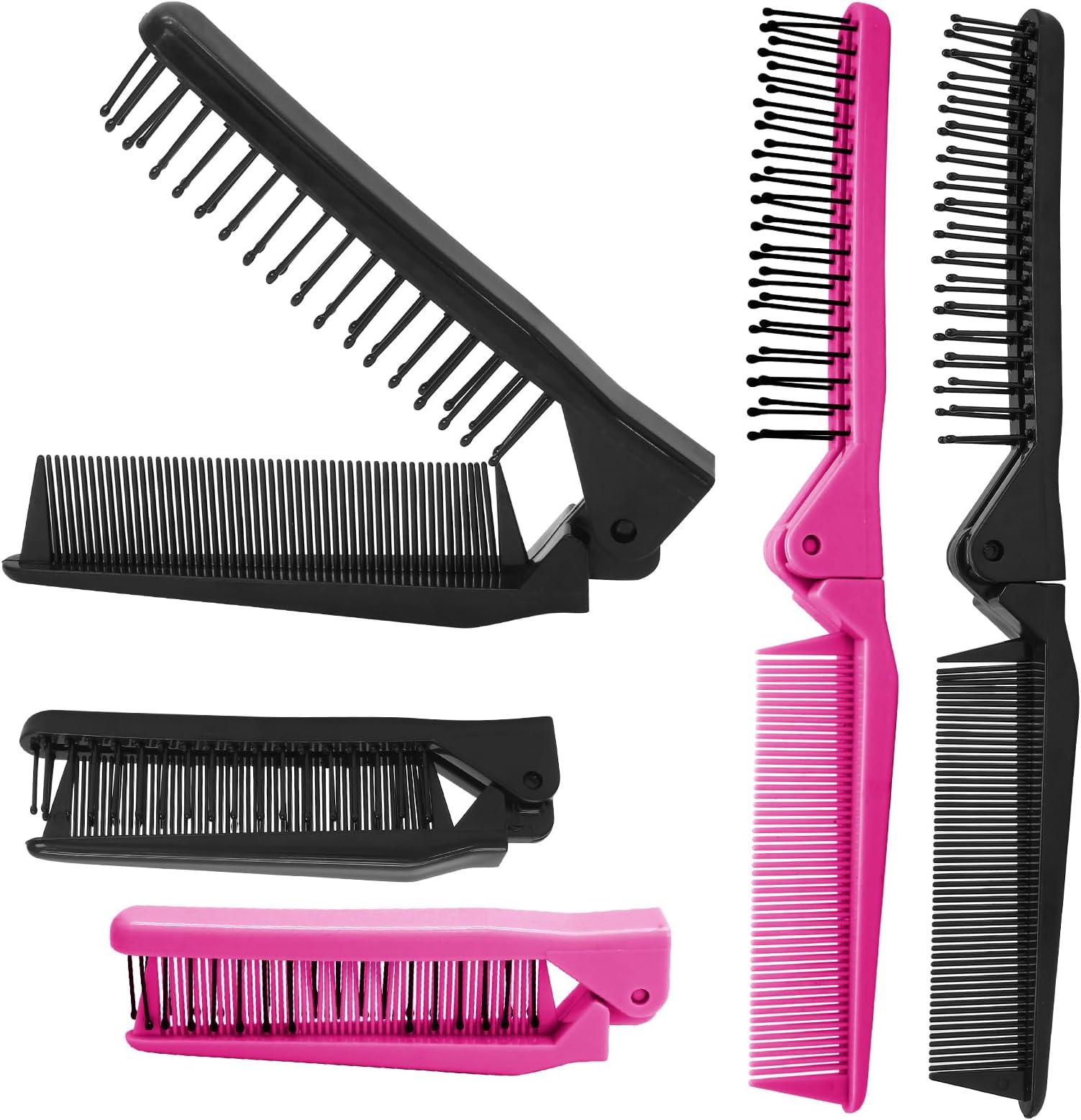 Amazon.com : Qjaiune 6PCS Travel Folding Hair Brush and Comb Set, Anti ...