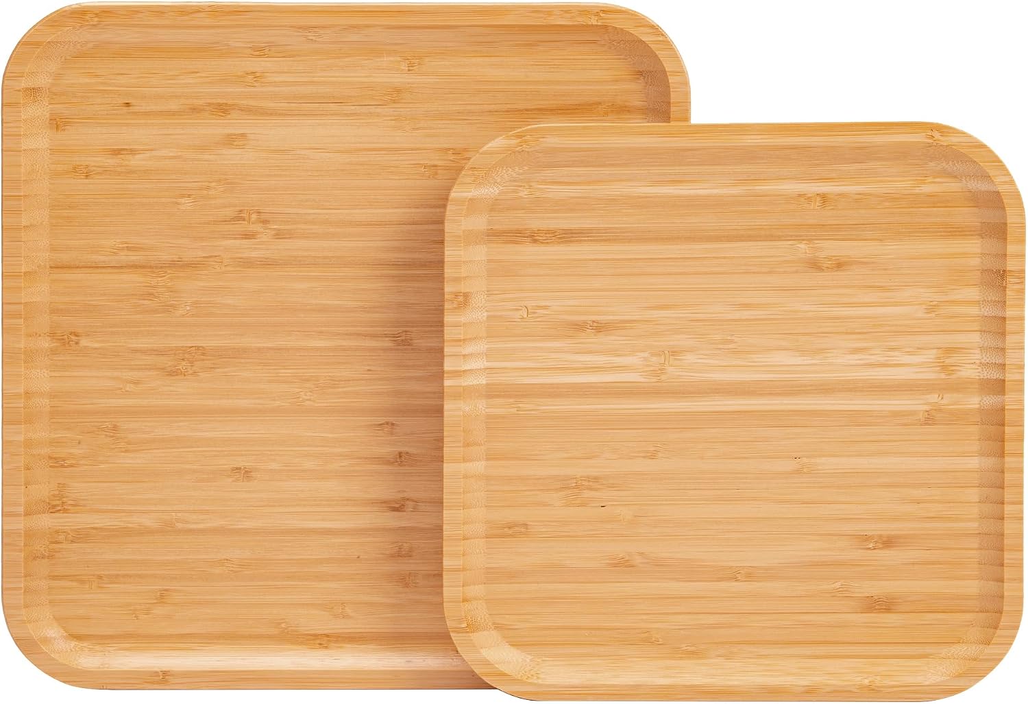 2-Pack Square Bamboo Tray 11.81+9.84 in Bamboo Serving Platter Bamboo ...