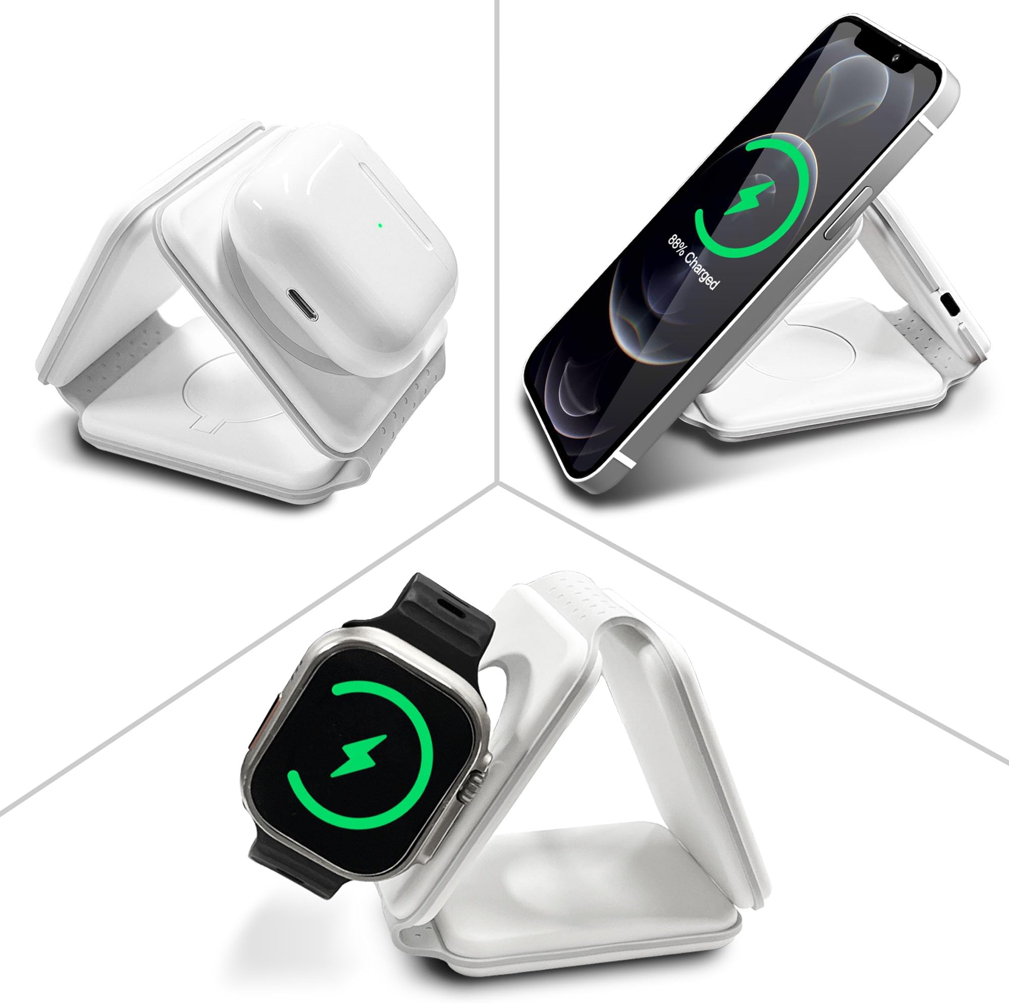 Magnetic Wireless Charger for iPhone: Fodable 3 in 1 Charging Station ...