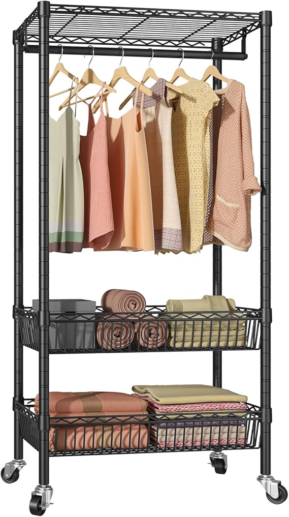 Amazon.com: VIPEK X20 Rolling Garment Rack Adjustable Wire Clothing ...
