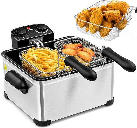 Amazon.com: KOTEK Deep Fryer with 3 Baskets, 5.3QT/5L/21-Cup Oil ...