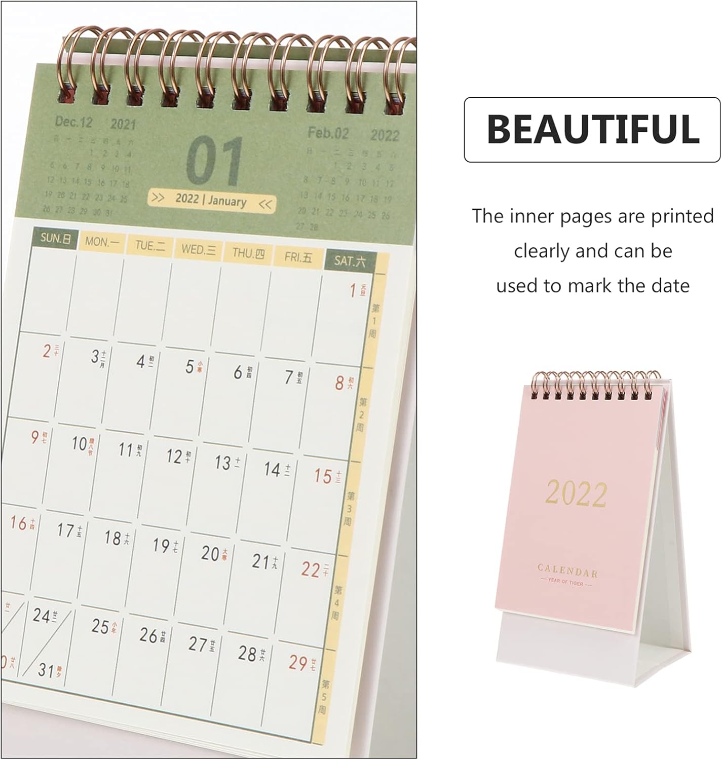 Buy TOYANDONA Mini Desk Calendar 2022- Standing Flip Monthly Calendar ...