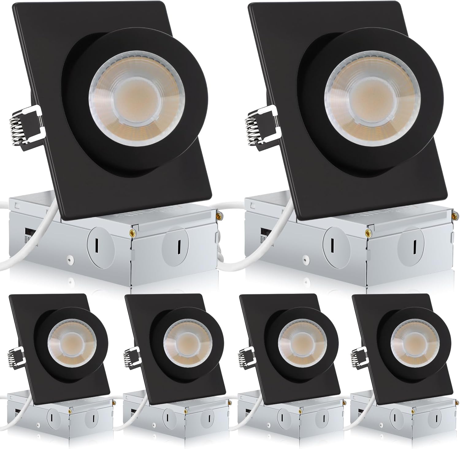 KnLnny Ware Square Black Recessed Lighting 4 Inch 6 Pack, Ajustable ...