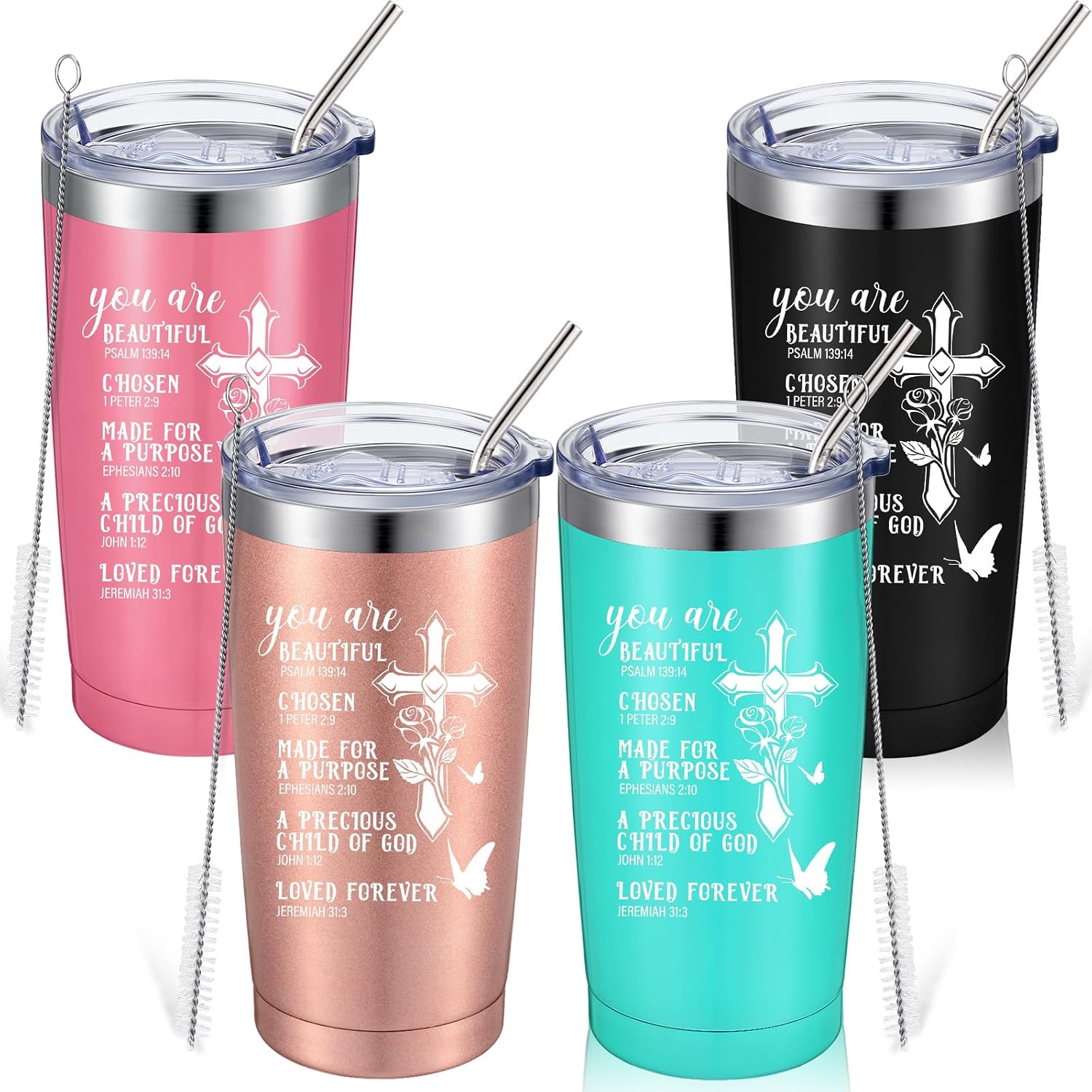 Amazon.com | Tioncy 4 Pack Christian Tumbler Gifts for Women Bible ...