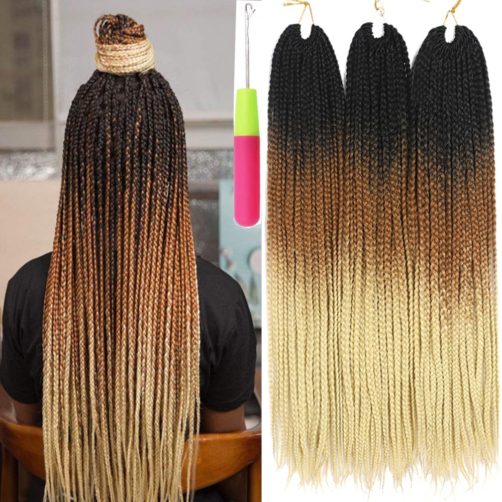 Amazon.com : Box Braids Crochet Hair 24 Inch Prelooped Crochet Hair ...