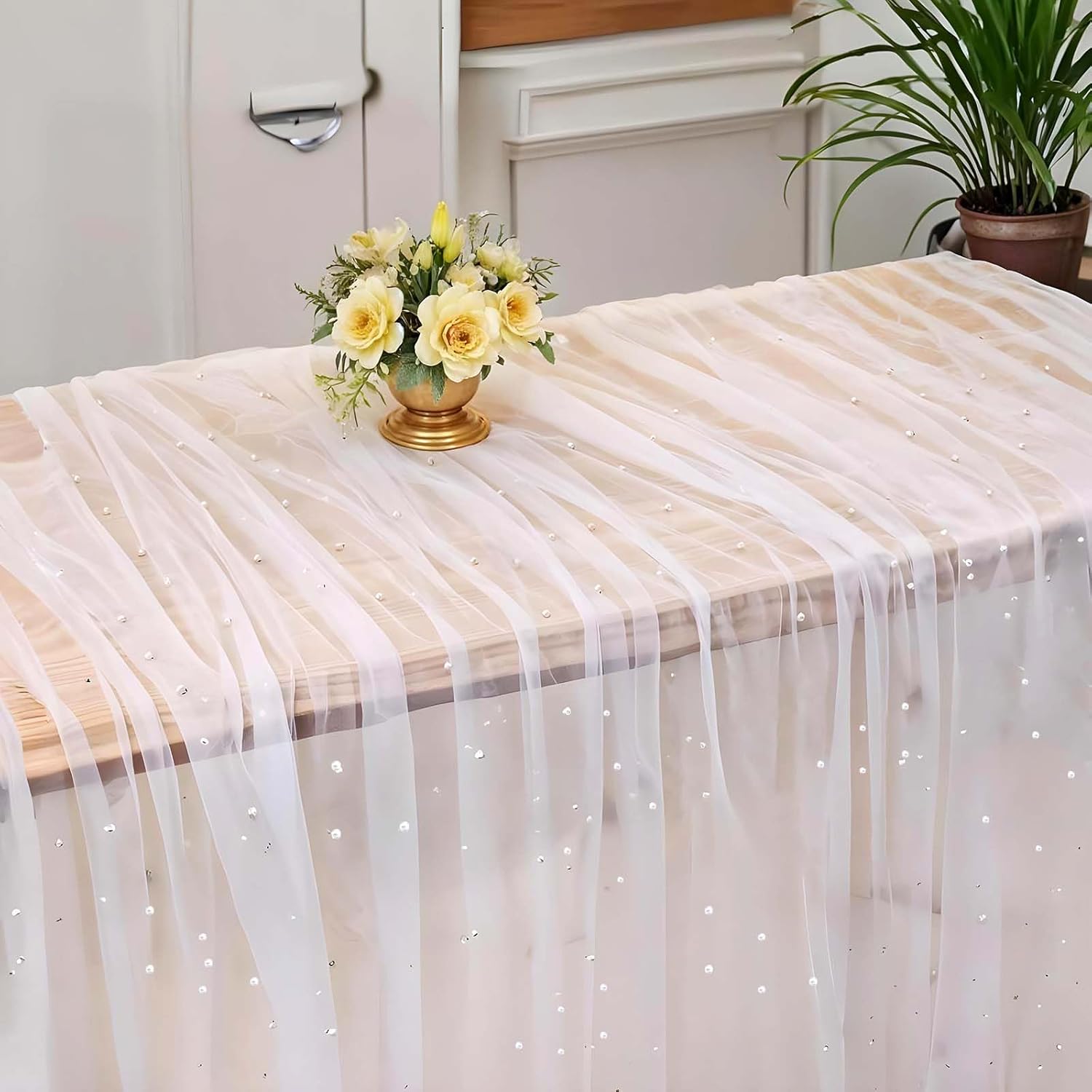 Amazon.com: mekueeex Set of 2 Table Runner 10ft Wedding Veil White ...