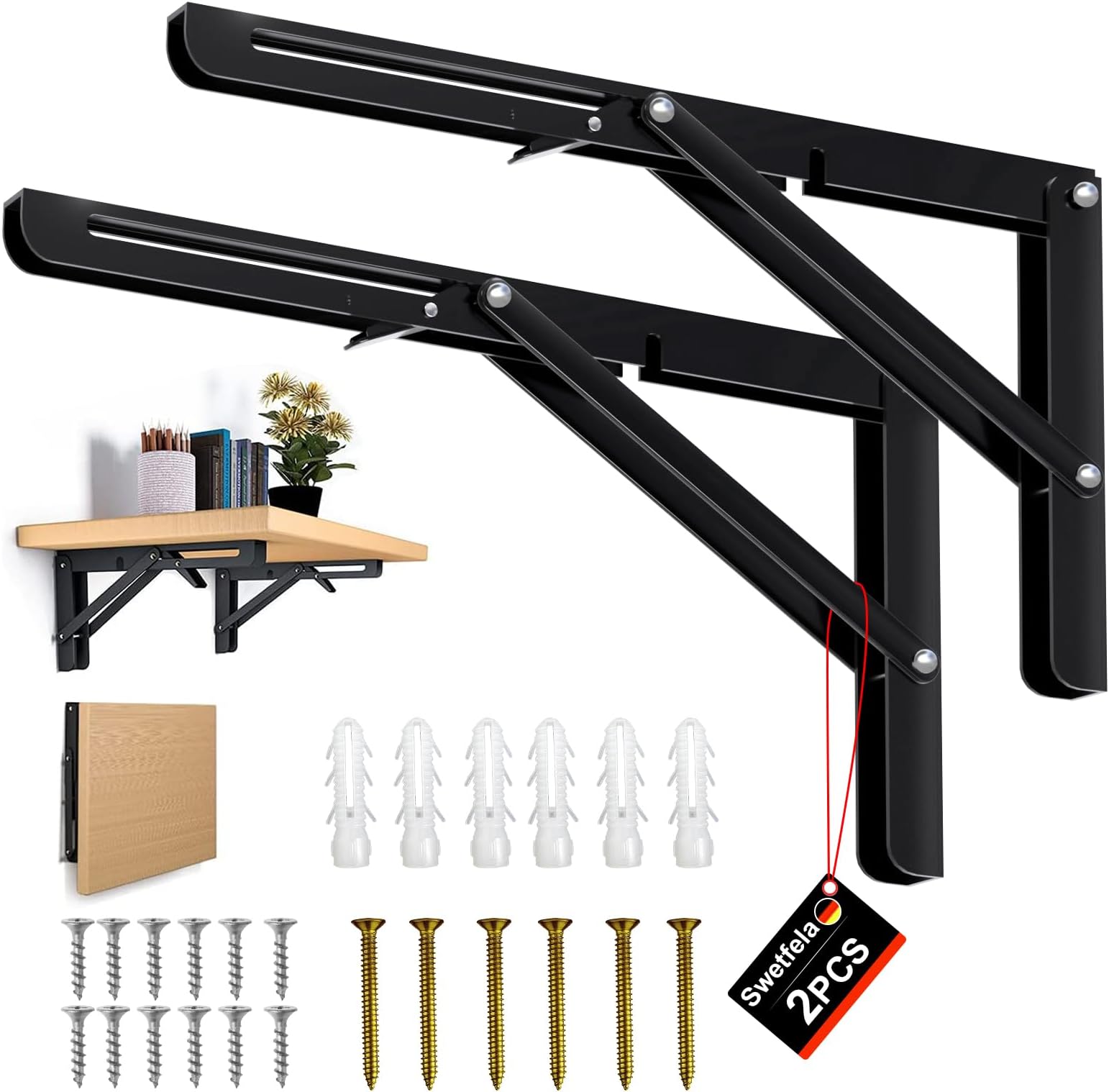 Swetfela 2 Pièces Equerre Pliable, 400MM Equerre Etagere Murale ...