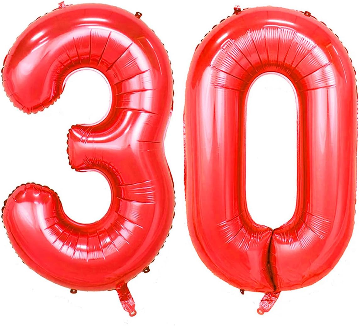 Amazon.com: Number 30 red foil 40inch jumbo digital balloons, 30th ...