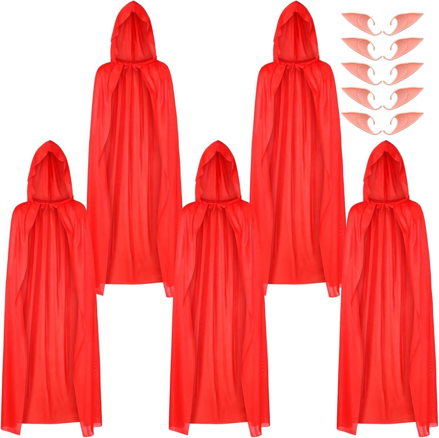 Amazon.com: Janmercy 5 Pcs Halloween Red Cloak with Hood Red Cape ...