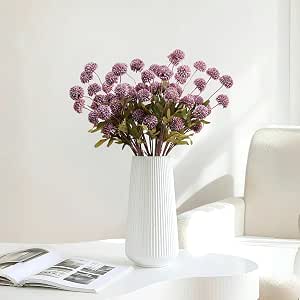 Amazon.com: AWARDSEN 6PC Purple Fake Mums Flowers Artificial ...