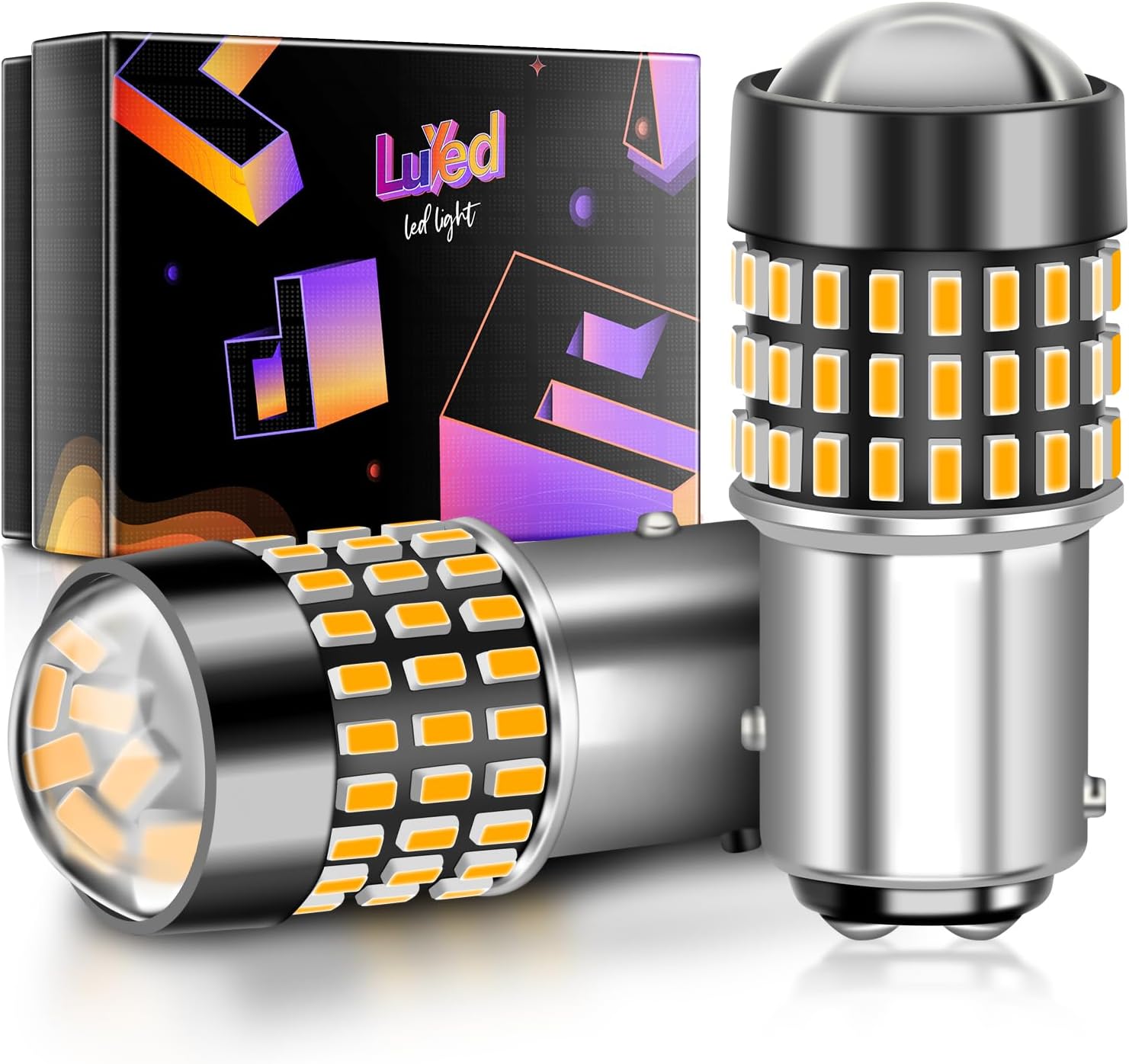 LUYED 1157 LED Bulb Amber Yellow 12-24V 1157 2057 2357 7528 LED ...