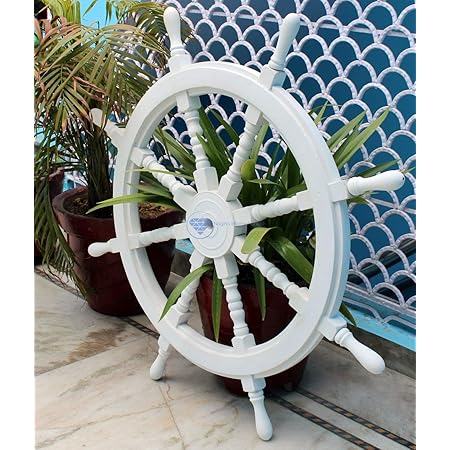 Amazon.com: Natural Wood Premium Pirate's Boat Ship Wheel | Nagina ...