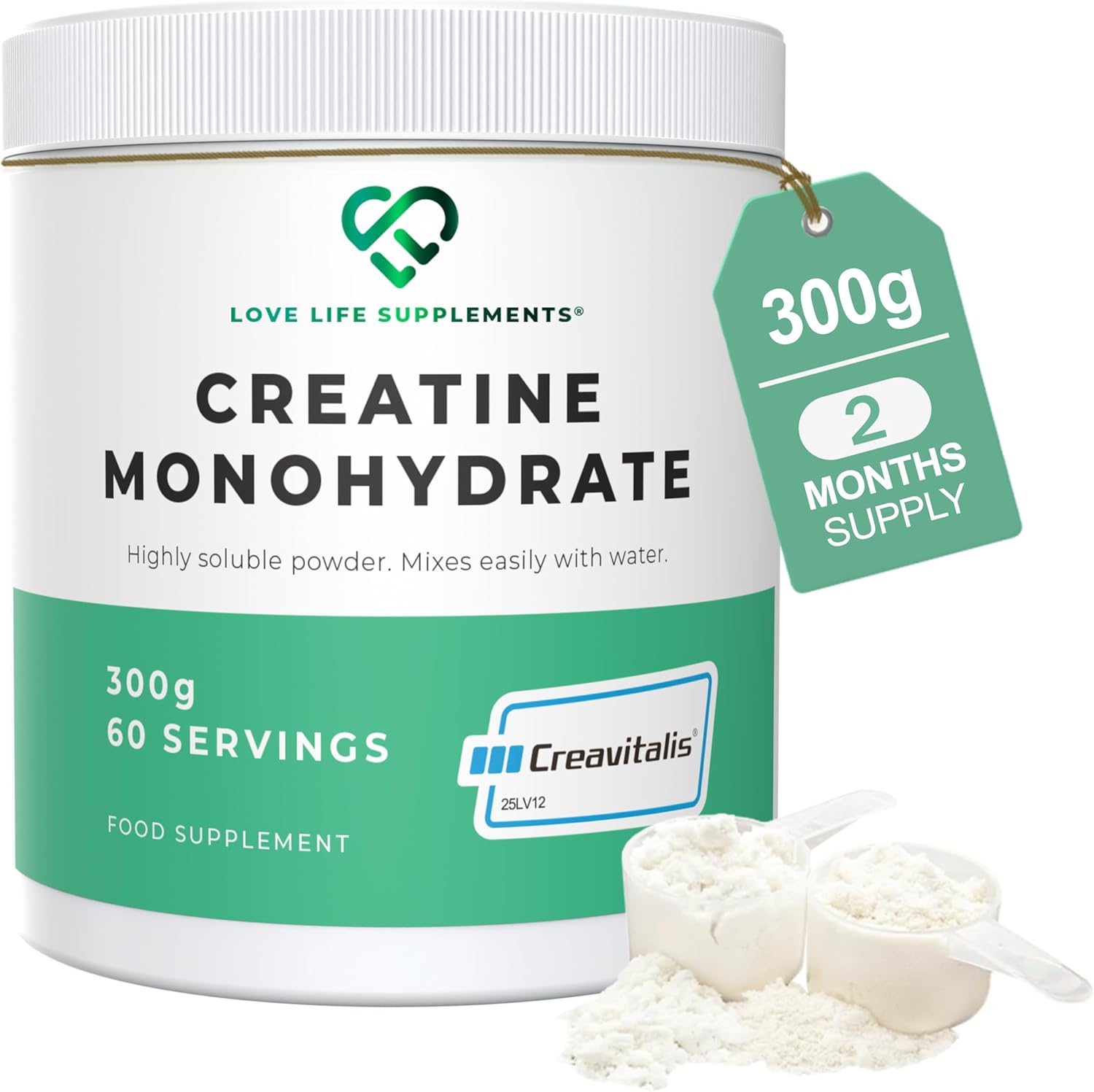 Creapure® Creatine Monohydrate Powder 300g – 60 Servings – Creavitalis ...