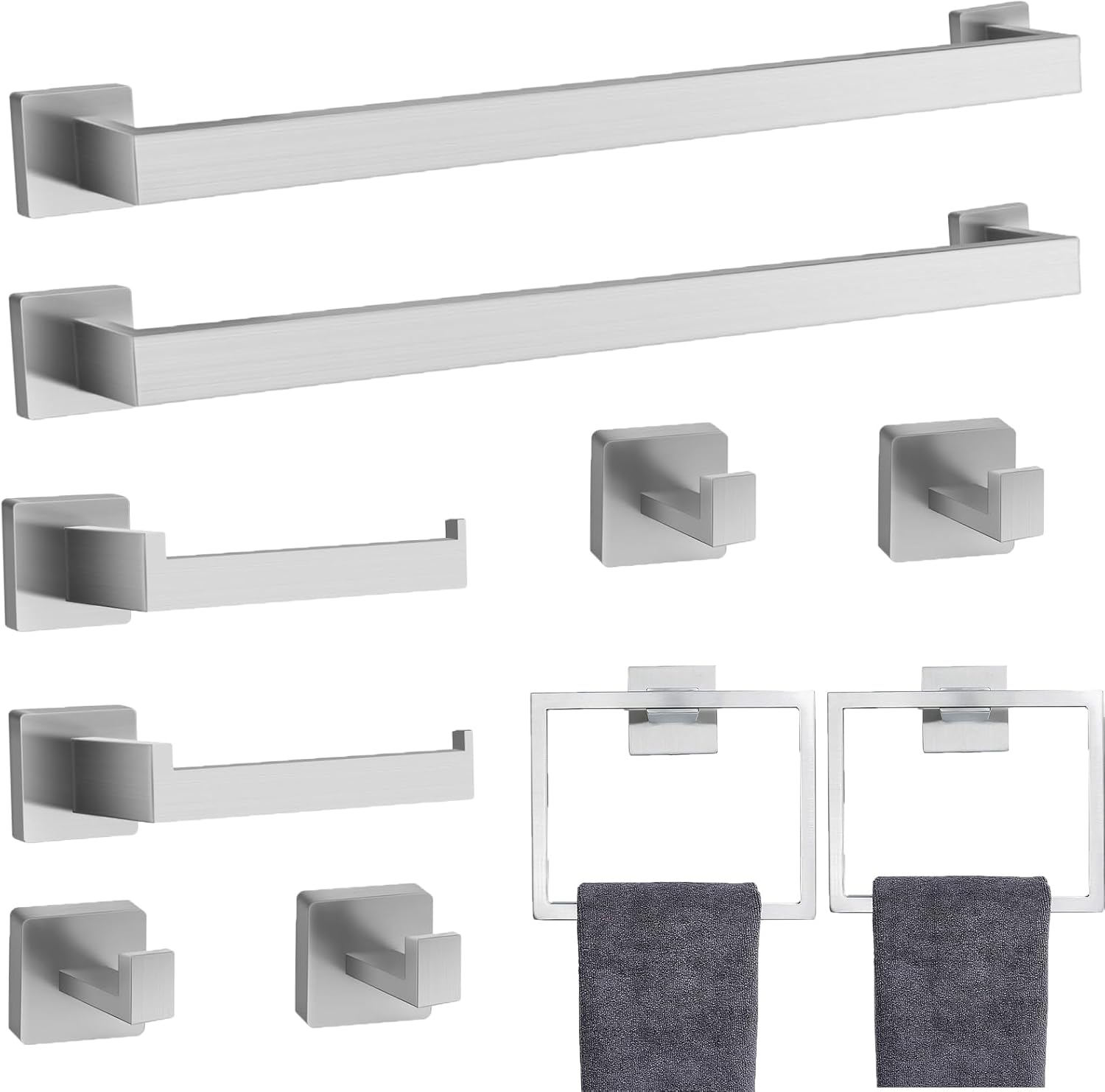 Amazon.com: 10-Pieces Brushed Nickel Bathroom Accessories Set, 23.6 ...