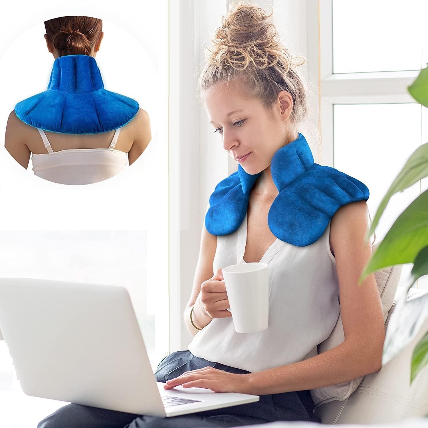 DROZIP Neck & Shoulder Wrap - Weighted Microwavable Hot & Cold Compress ...