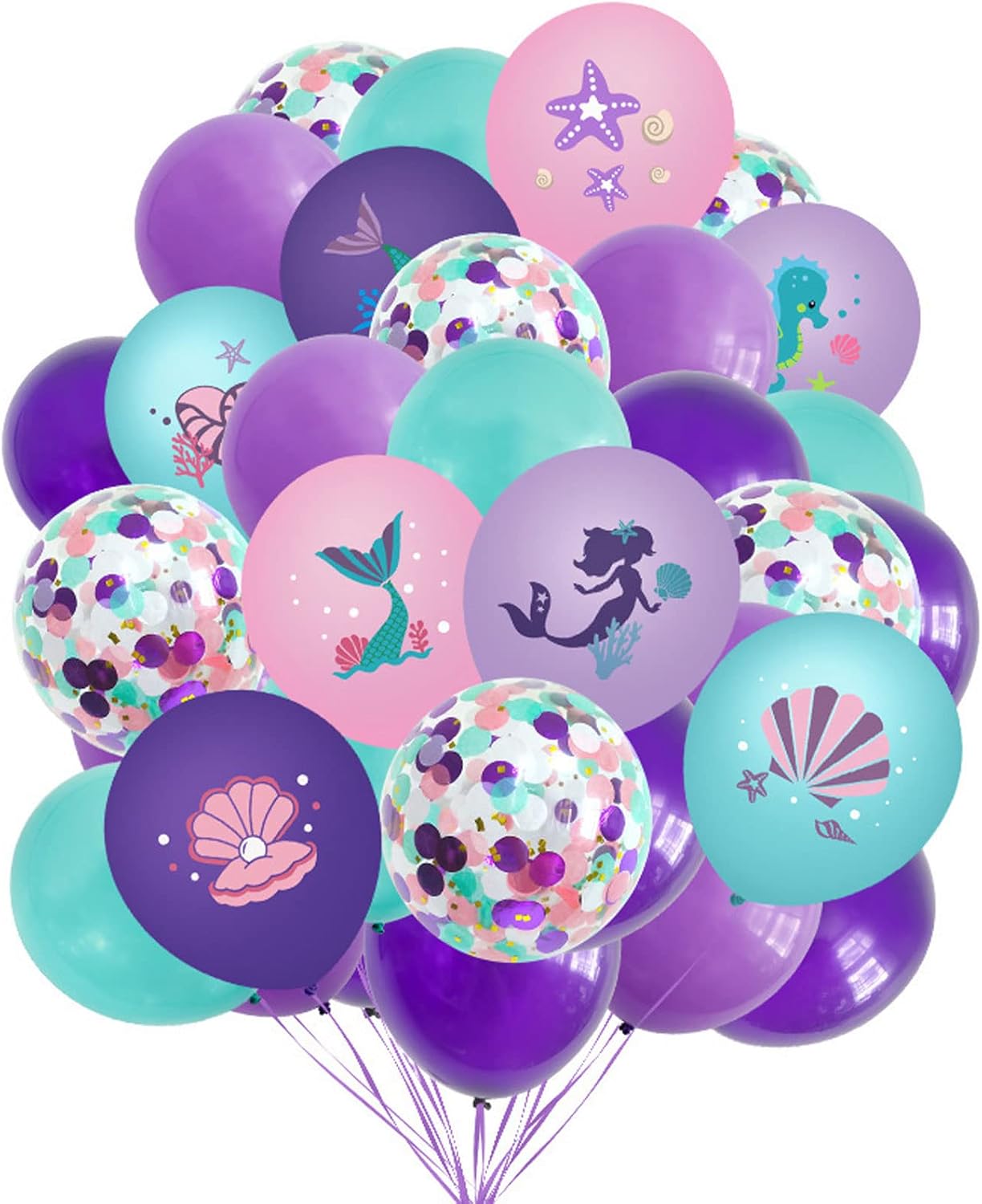 Amazon.com: HOXIEYA 38pcs Mermaid Latex Balloons: Ocean Theme Birthday ...