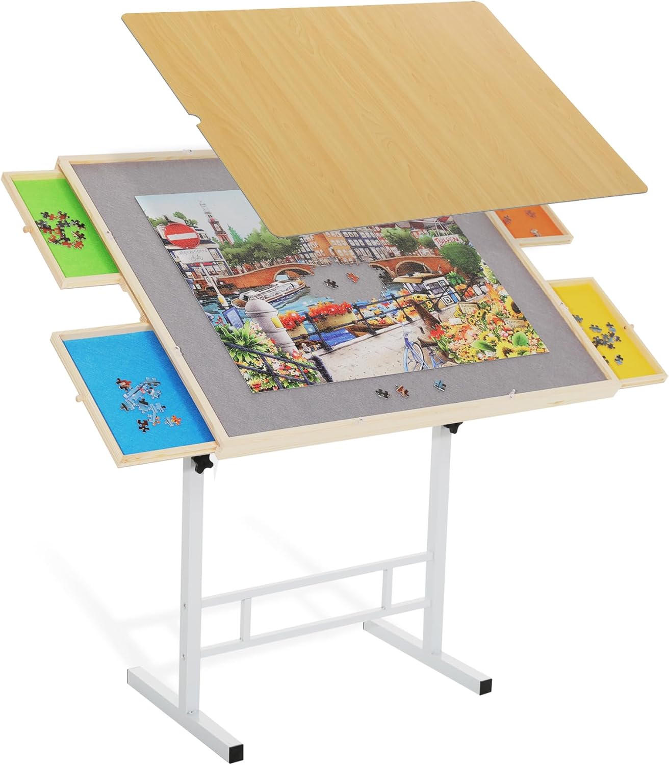 Amazon.com: Puzzle Table with Drawers and Legs Height Tilting ...