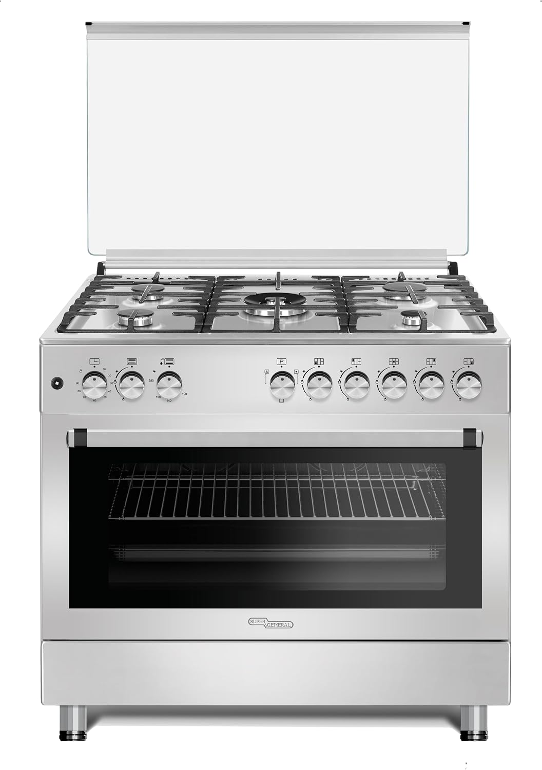 Super General 90 X 60 cm, 5 Gas Burners, Oven/Grill with Rotisserie ...