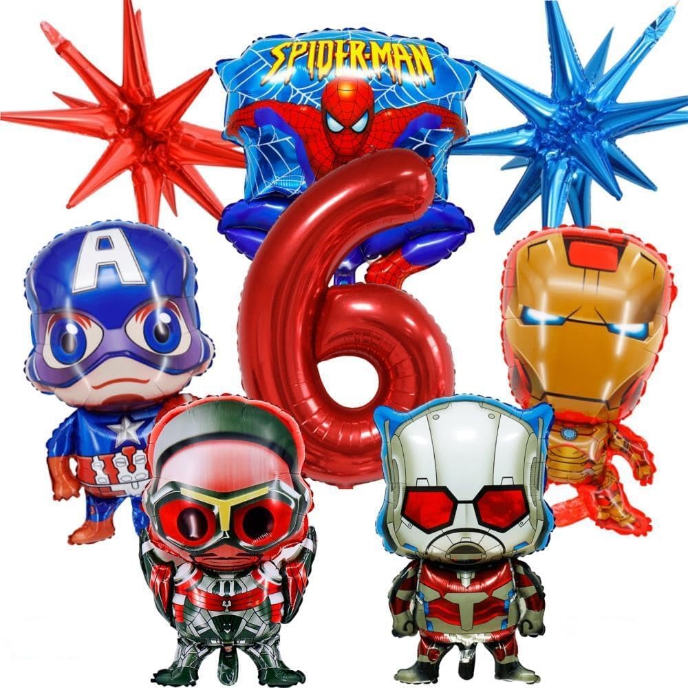 Amazon.com: Super Hero Balloon 6 Explosion Star Balloon Number 6 ...