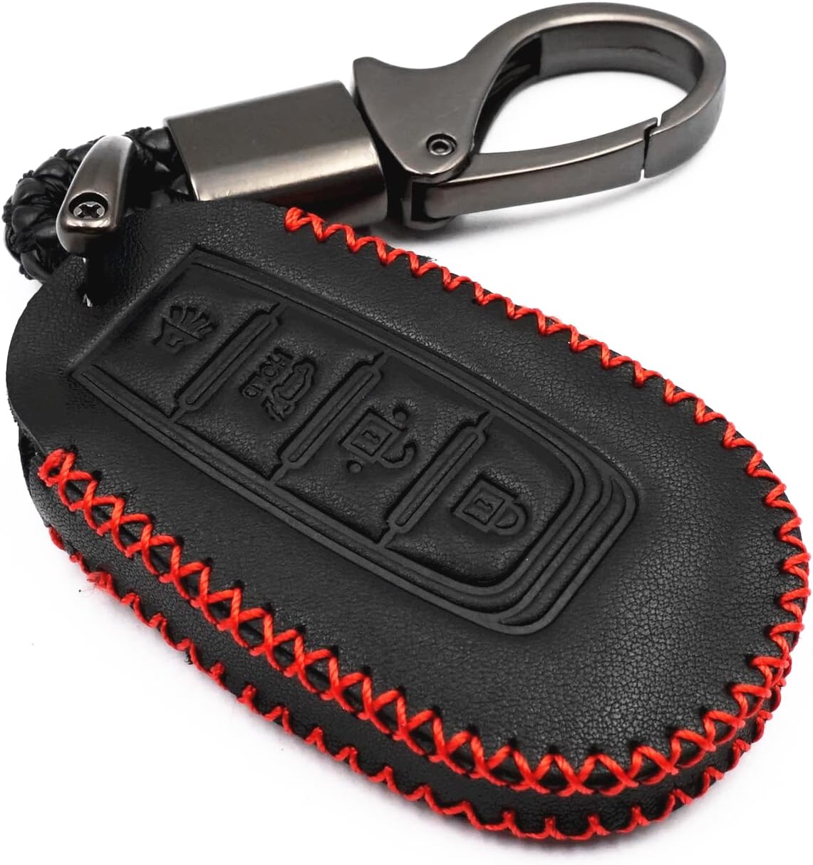 Amazon.com: MJKEYAuto Black Leather 4 Buttons Smart Remote Key Fob ...