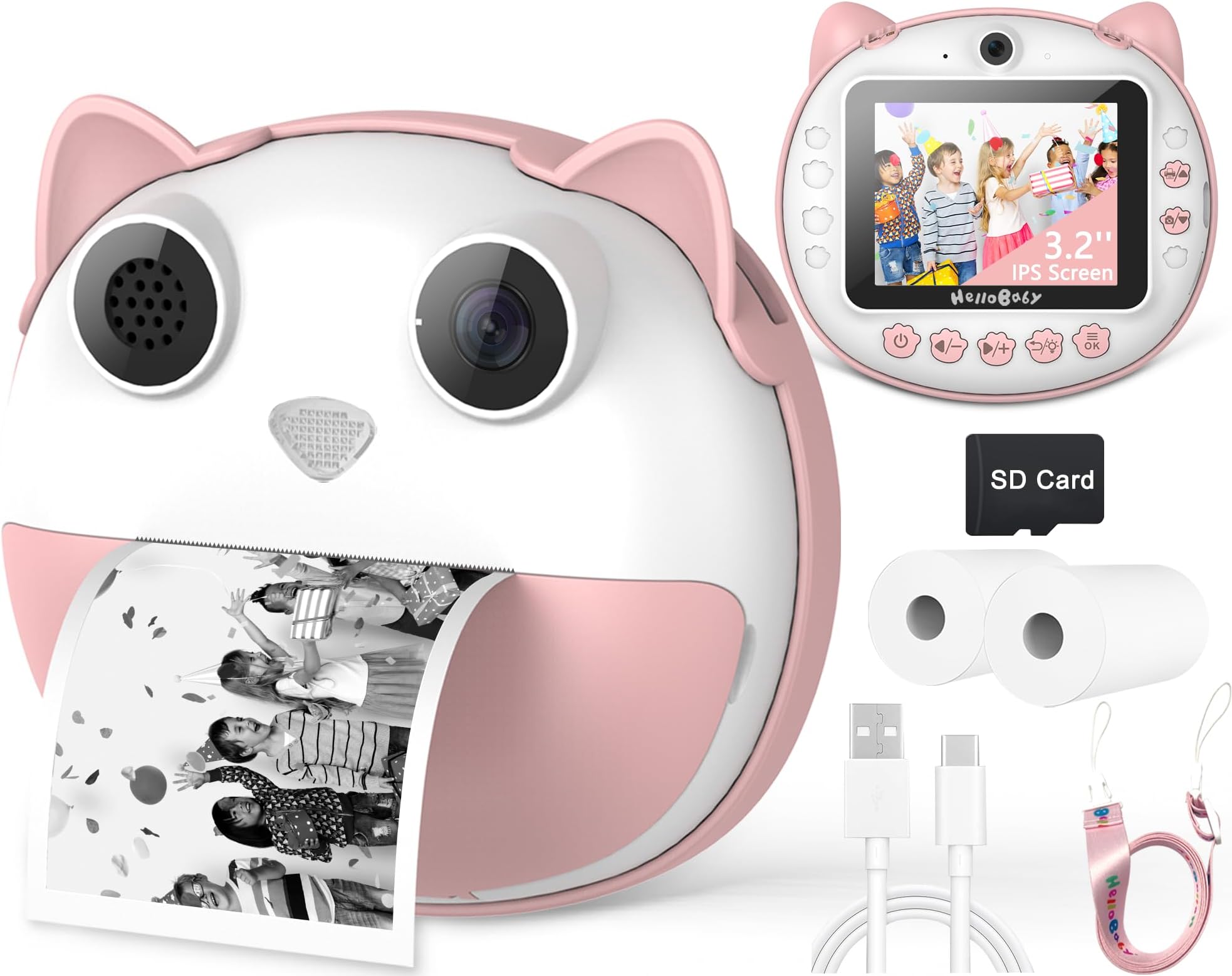 HelloBaby Instant Print Camera for Kids, 3.2'' IPS Screen Kids Instant ...