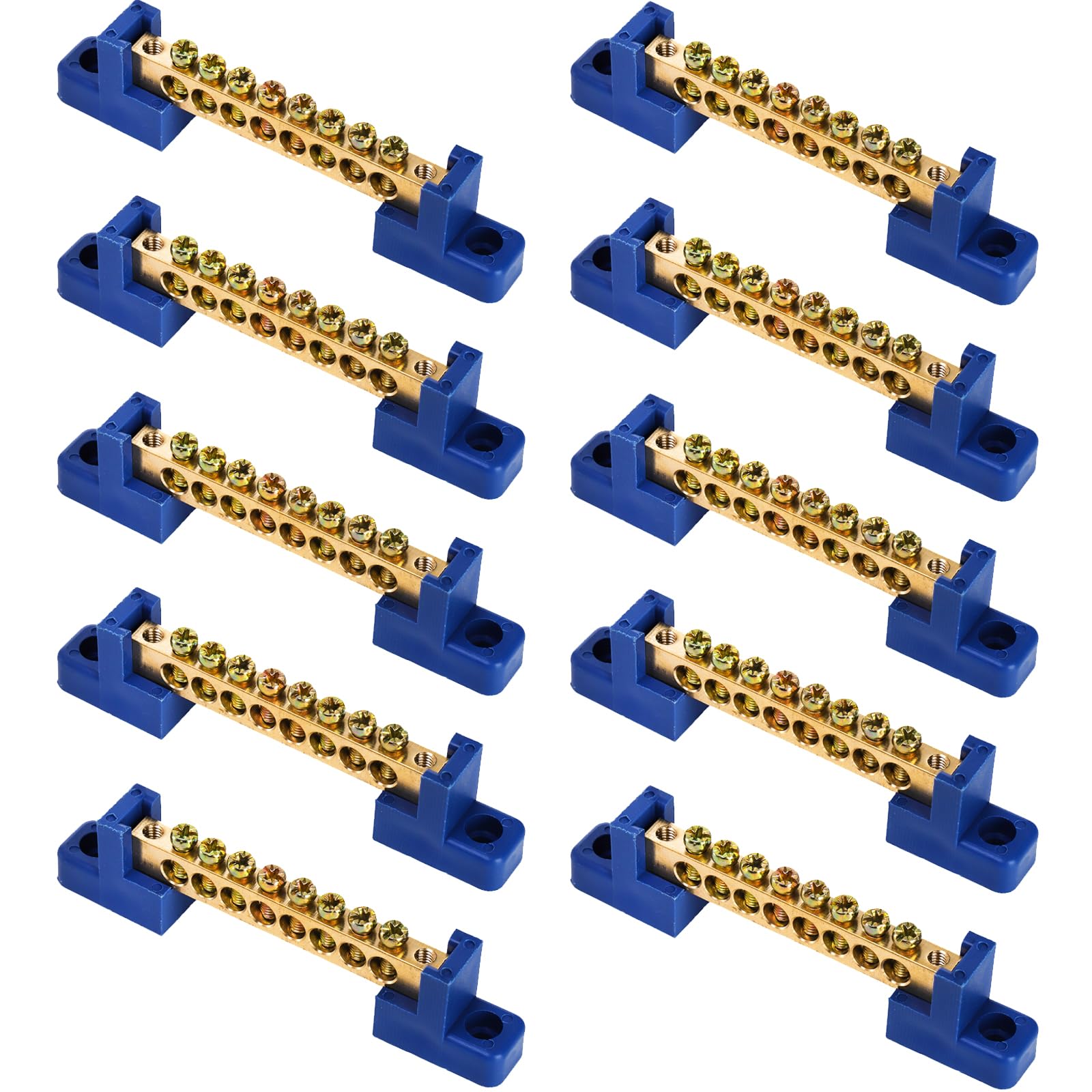 Snapklik.com : 10 Pack Terminal Bus Bar, 8 Positions Screw Brass ...