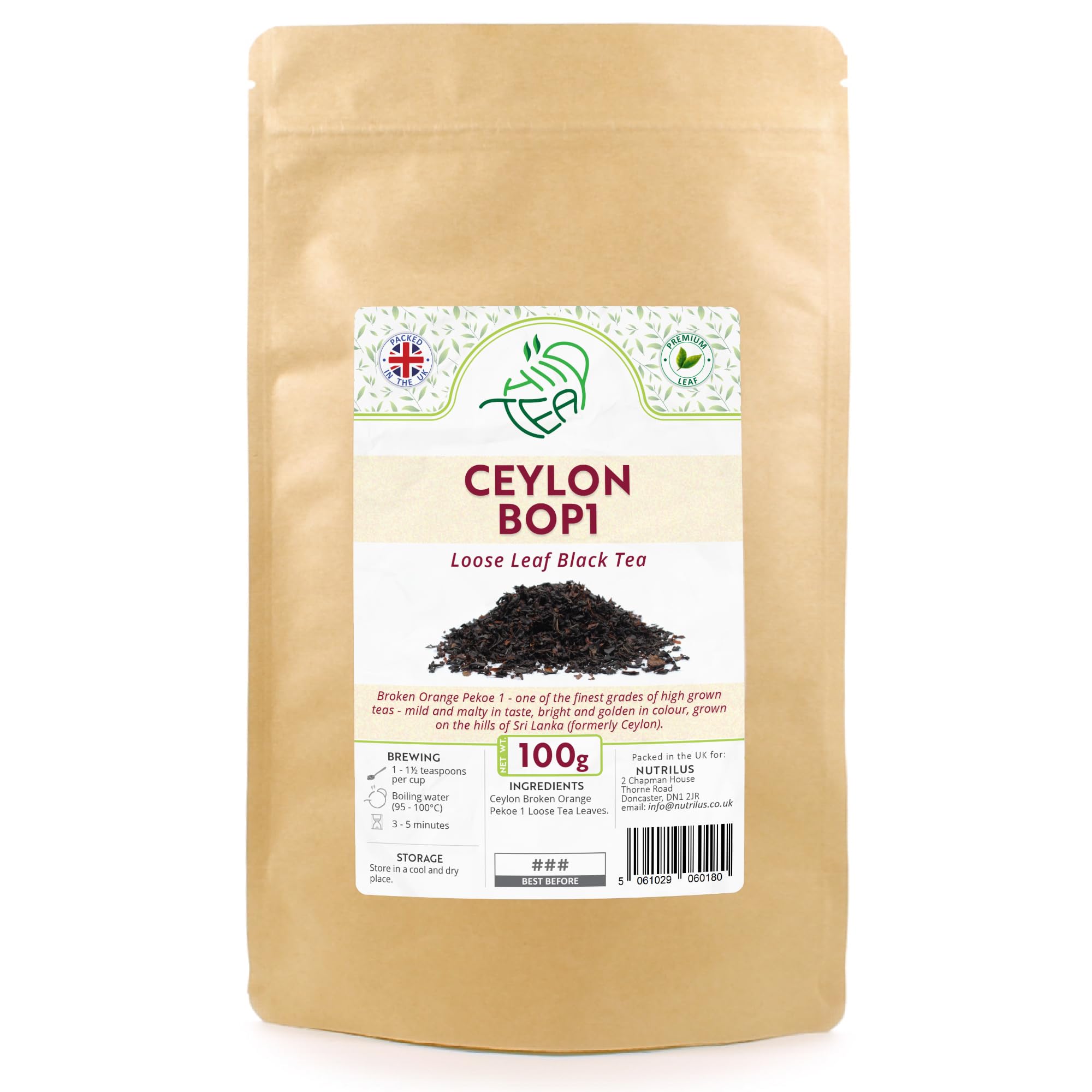 Ceylon BOP1 Premium Black Loose Leaf Tea Broken Orange Pekoe 1 (Ceylon ...