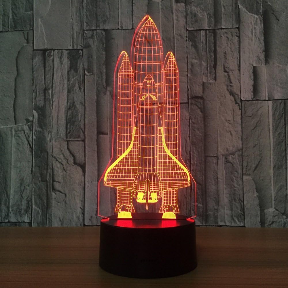 Amazon.com: HPBN8 Ltd 3D Rocket Night Light Touch Table Desk Lamp 7 ...