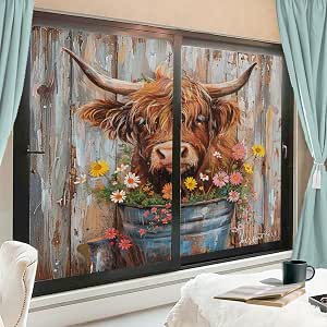Amazon.com: FOCCAFB Cute Highland Cow Frosted Window Privacy Film ...