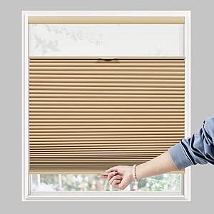 Persilux Custom Size Cordless Shades 100% Blackout Cellular Shades Honeycomb Window Blinds Top ...