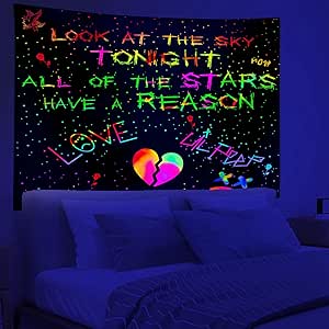 PSYHILAR Blacklight Lil Peep Tapestry, Black Light Posters for Bedroom ...
