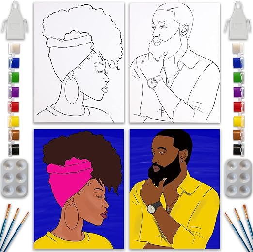 Amazon.com: ADVENO STUDIO Sip and Paint Kit for Adults Date Night - 2 Pack 12x16 Inch - Couples ...