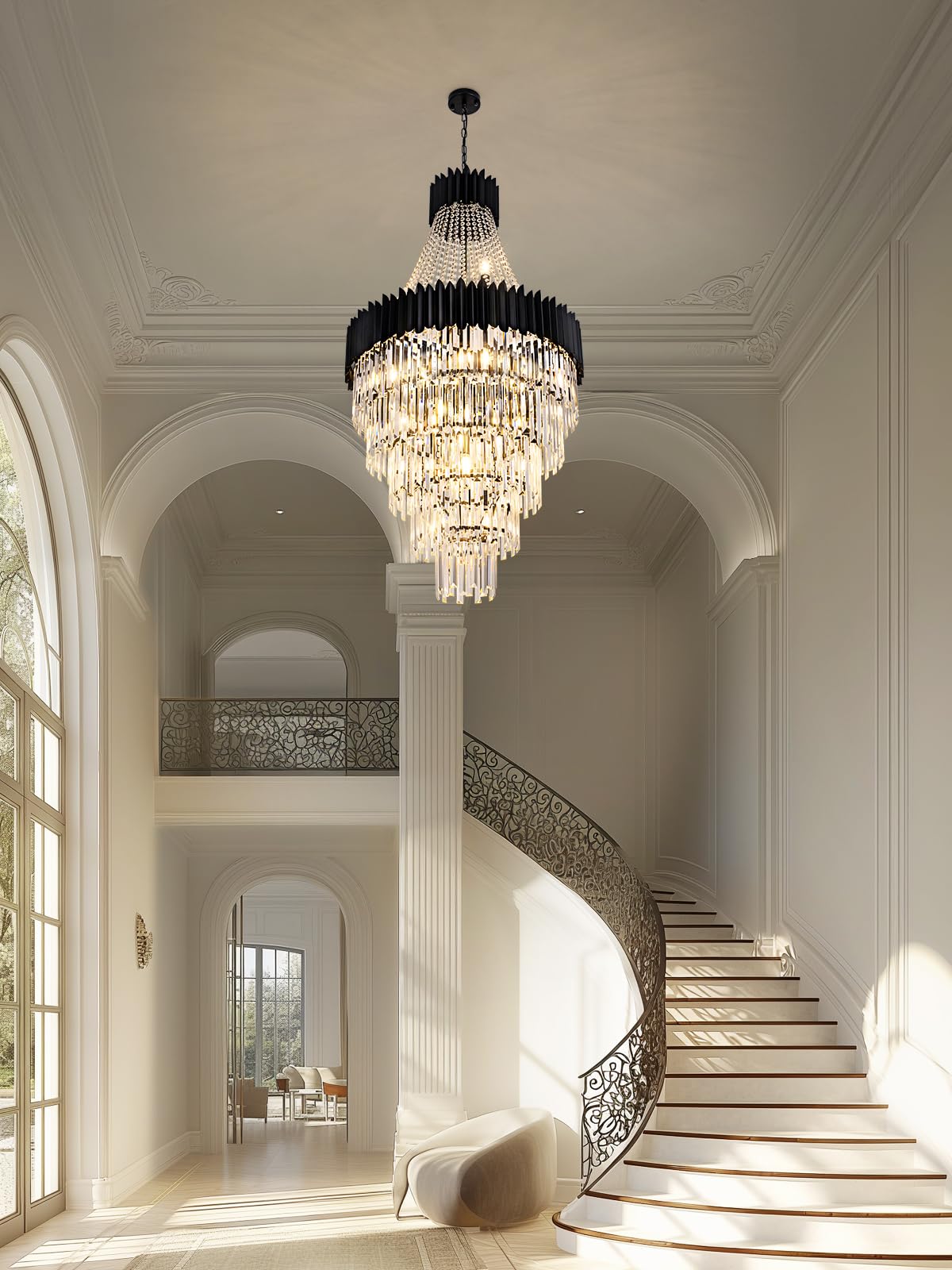 French Empire Crystal Chandelier Lighting Wellmet Black Crystal
