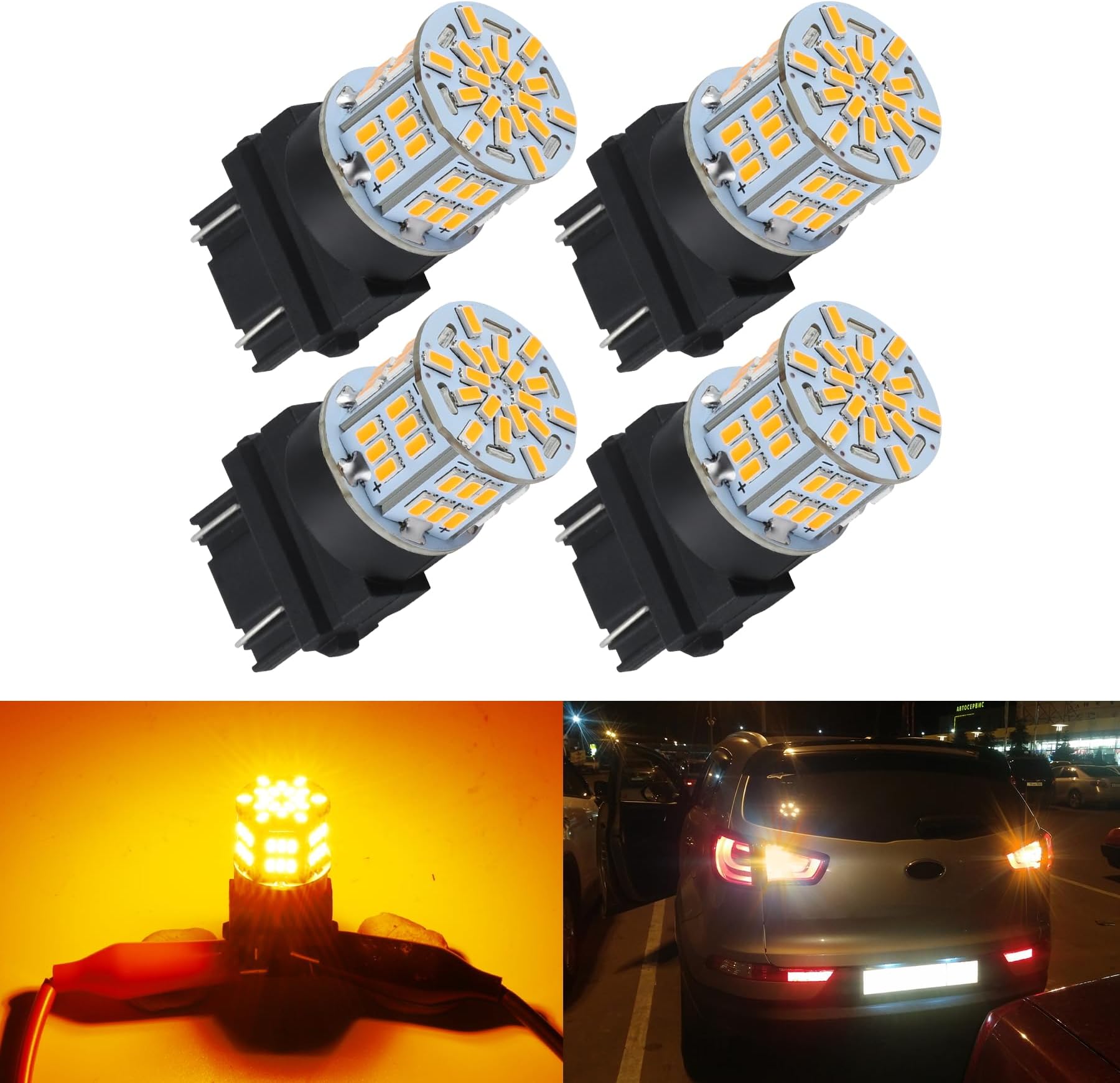 Amazon.com: iFunyLED 4PCS 3157 LED Bulb Turn Signal Light 12V-24V Super ...