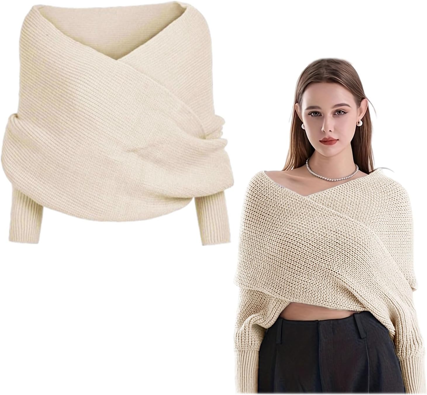 Snowfall Sweater Scarf With Sleeves - Women's Autumn Winter Wrap ...