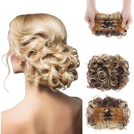 Amazon.com : SLLIE Messy Curly Hair Bun Extensions Updo Hairpiece ...