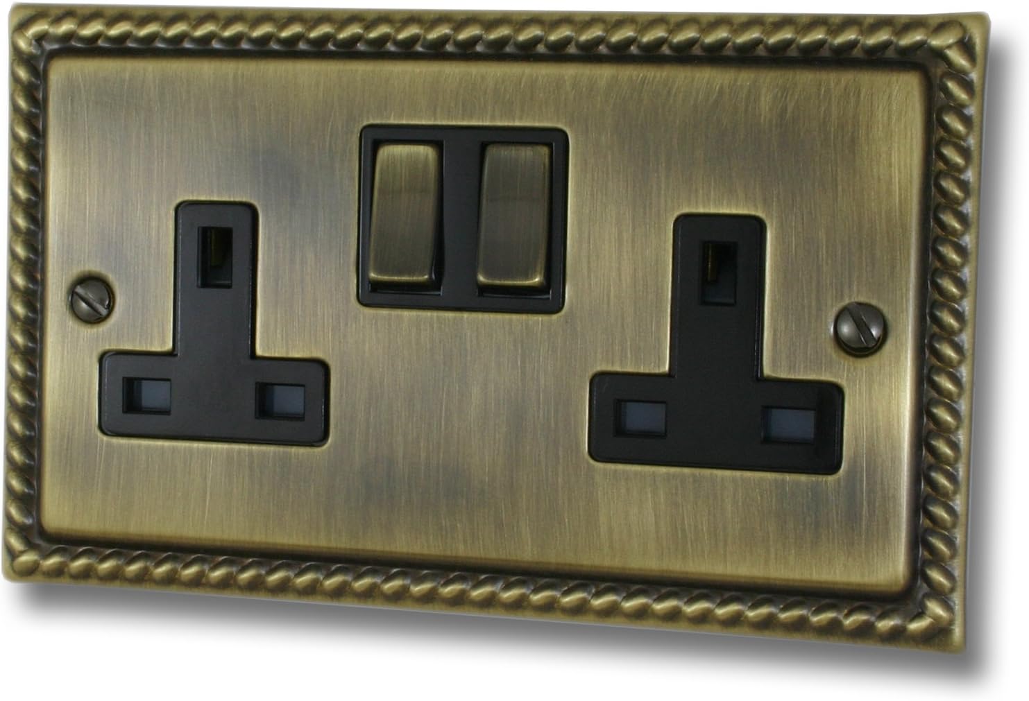 G&H Brassware MAB310 Georgian Antique Brass Double Socket with Matching ...