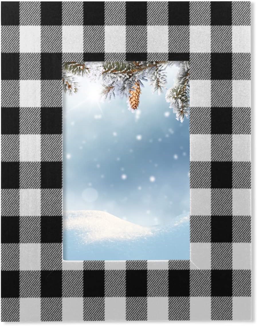 Amazon.com - Bardic Buffalo Plaid 4x6 Picture Frames, Black and White ...