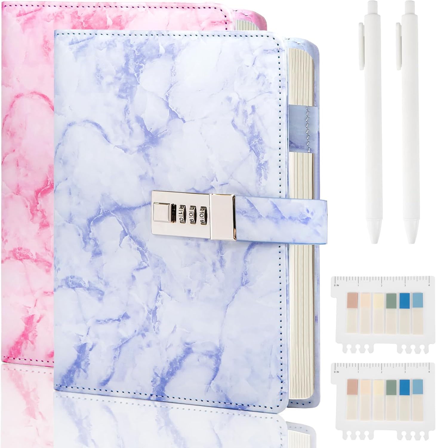 Amazon.com: Kutoda Marble Diary with Lock, 2 Pack 192 Pages College ...