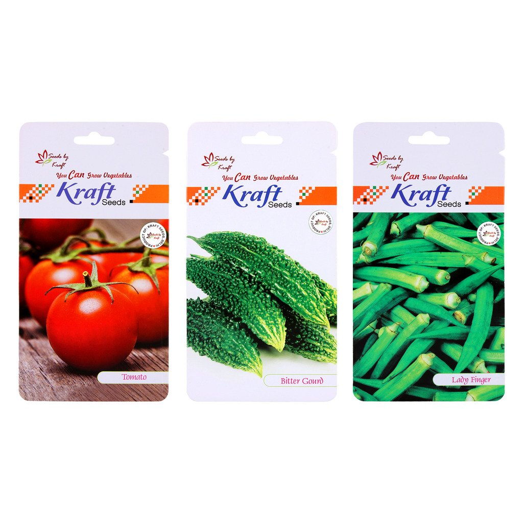 Seeds Packets (3 in 1) - Tomato F1 Hybrid and Lady Finger / Bhindi F1 ...