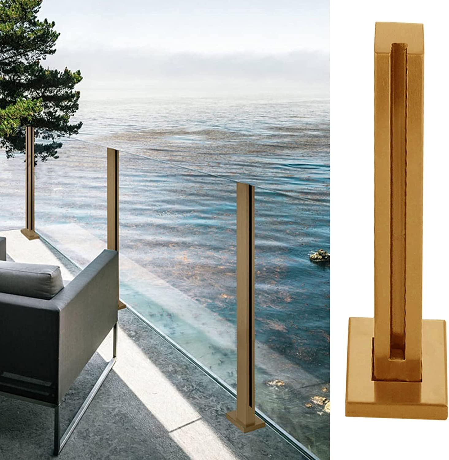 Amazon.com: Gold Railing Post Clamp Mounting Kit Balustrade Post ...