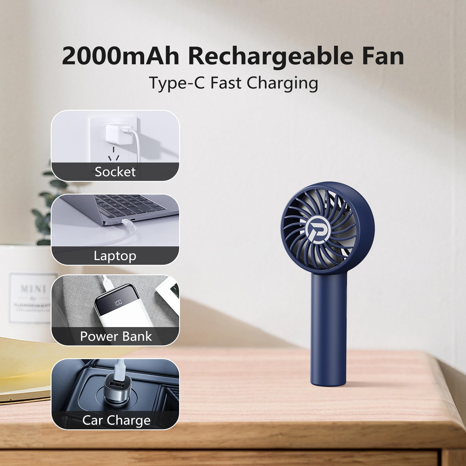 Snapklik.com : Portable Handheld Fan, 2000mAh Battery Operated Personal ...