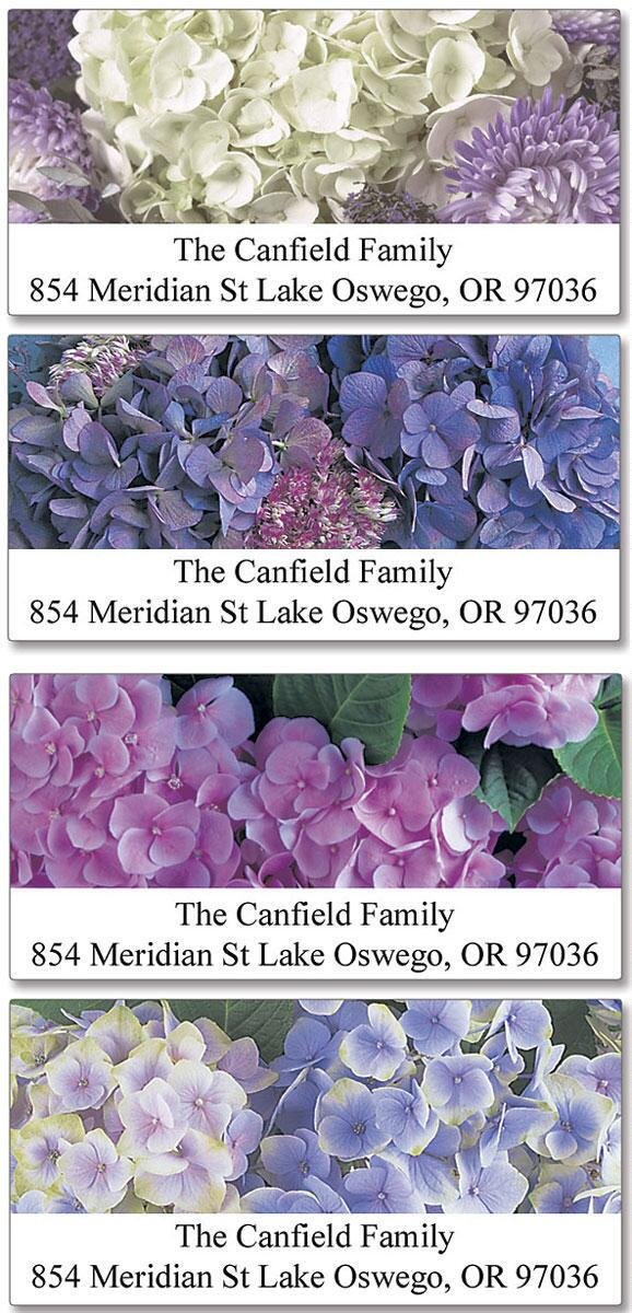 Amazon.com : Hydrangea Self-Adhesive, Flat-Sheet Deluxe Address Labels ...