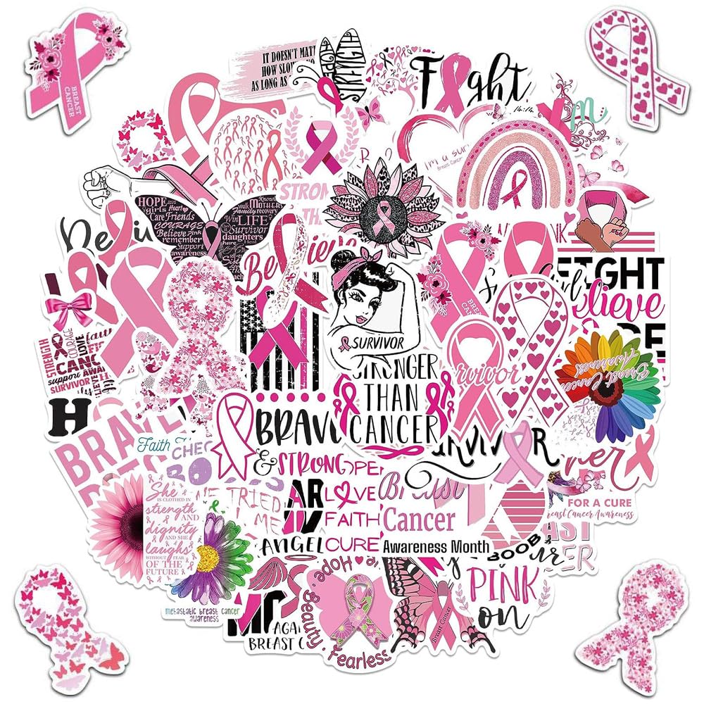 Amazon.com: 50PCS Breast Cancer Awareness Stickers, Breast Cancer Pink ...