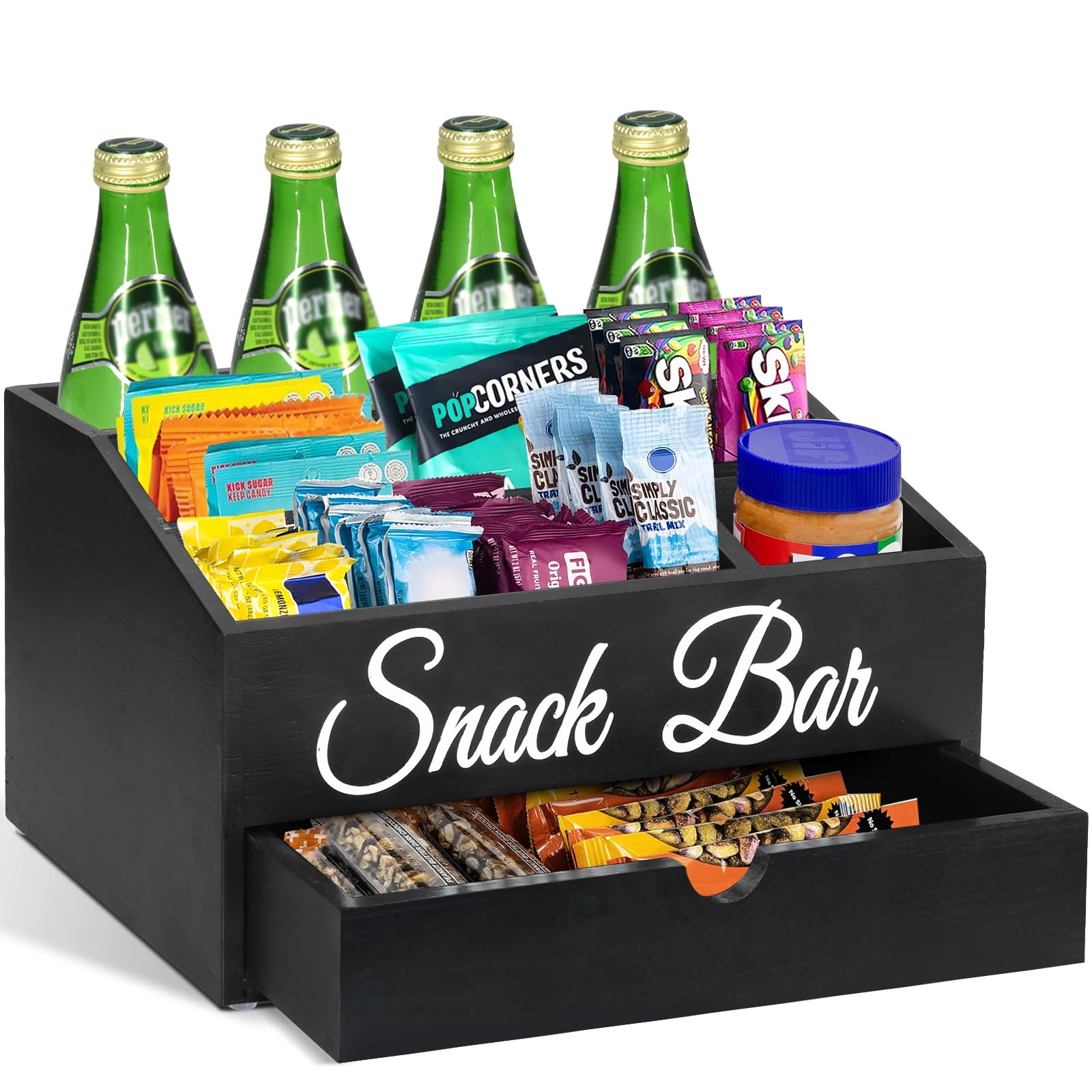 Amazon.com: Snack Organizer with Drawer for Countertop, Wooden Snack ...